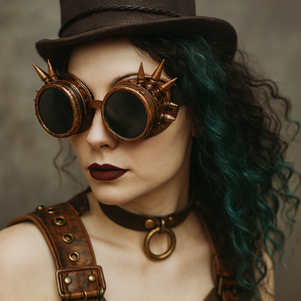 Copper Spike Steampunk Goggles – Retro Industrial Spiked Cosplay Eyewe ...